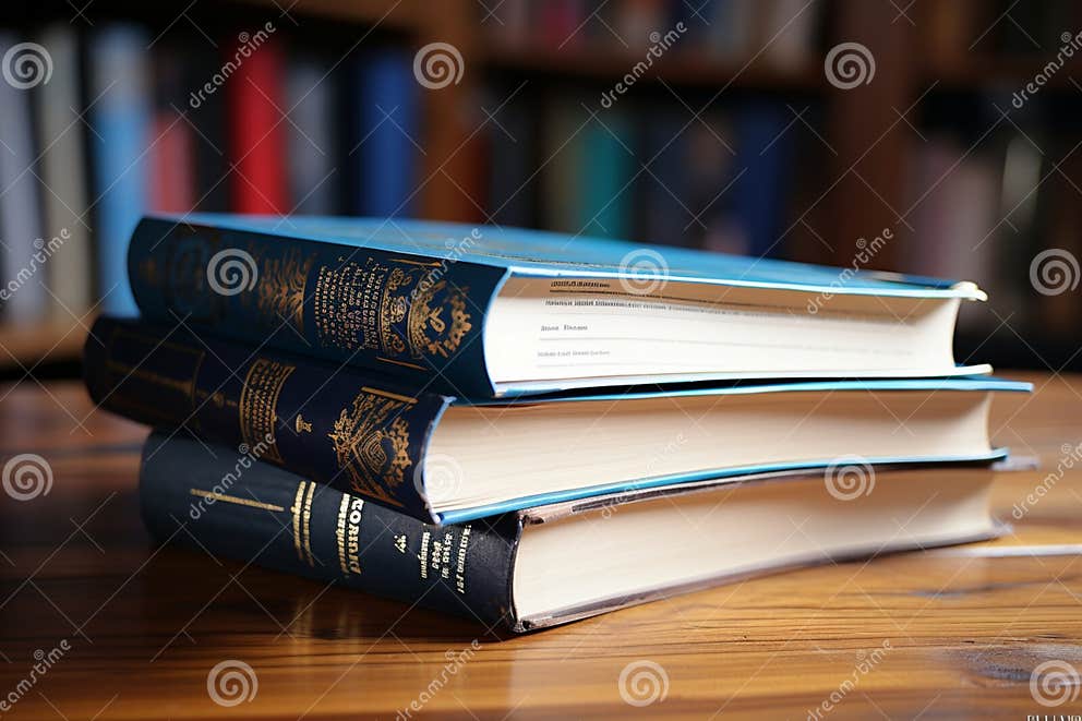 Tabletop Stories a Stack of Books Rests on a Wooden Surface Stock ...