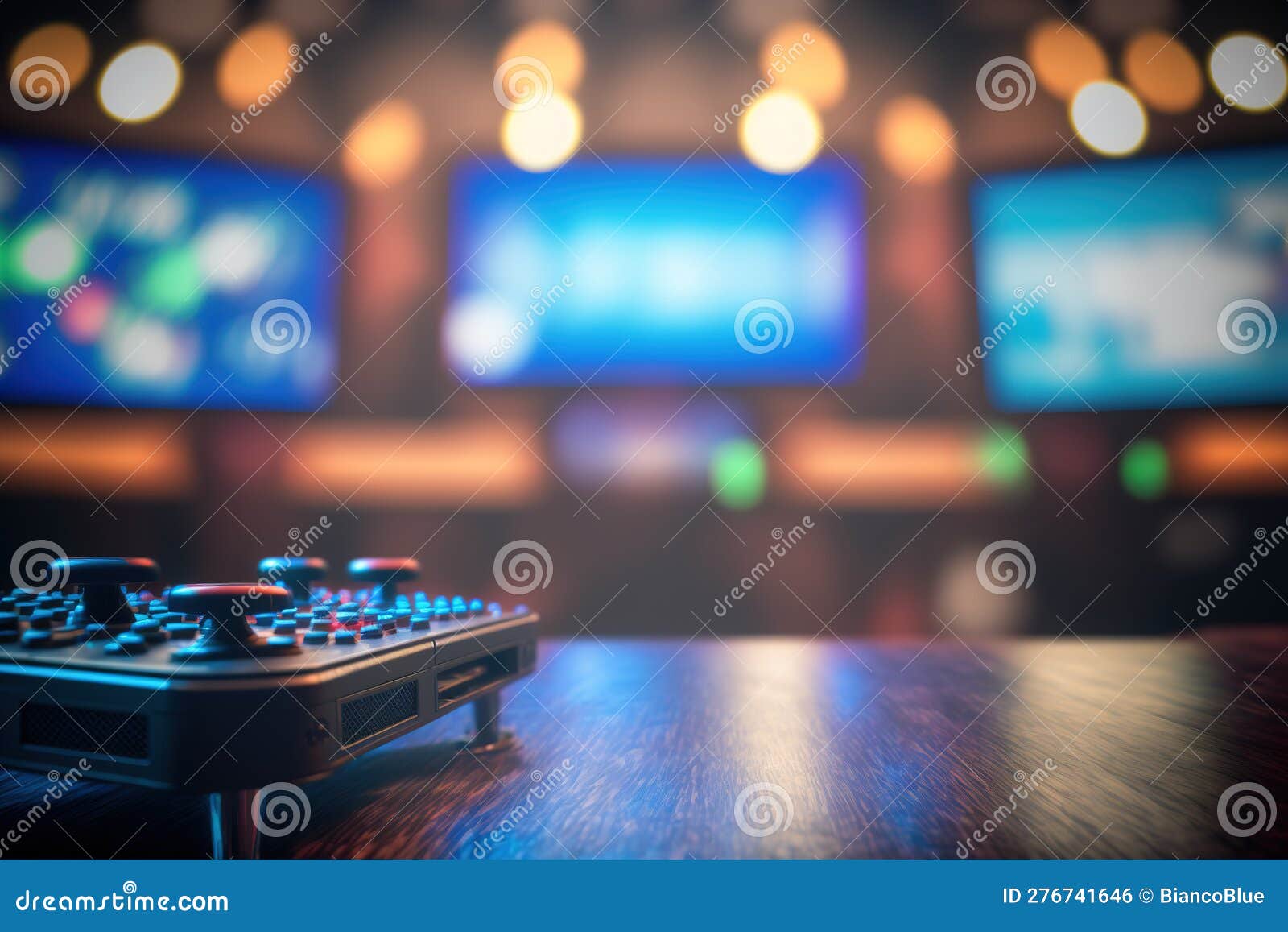 Tabletop View with Blurred Background of Gaming Room Interior Design ...