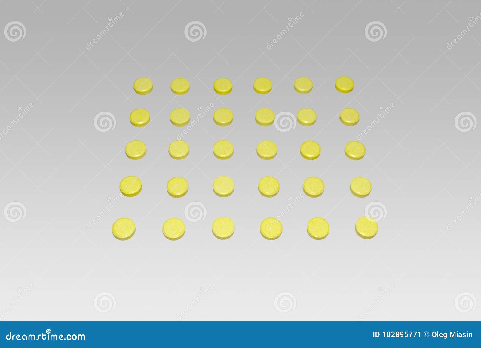 Tablets, Arranged in Neat Shape Square Matrix. Yellow Colored Stock ...