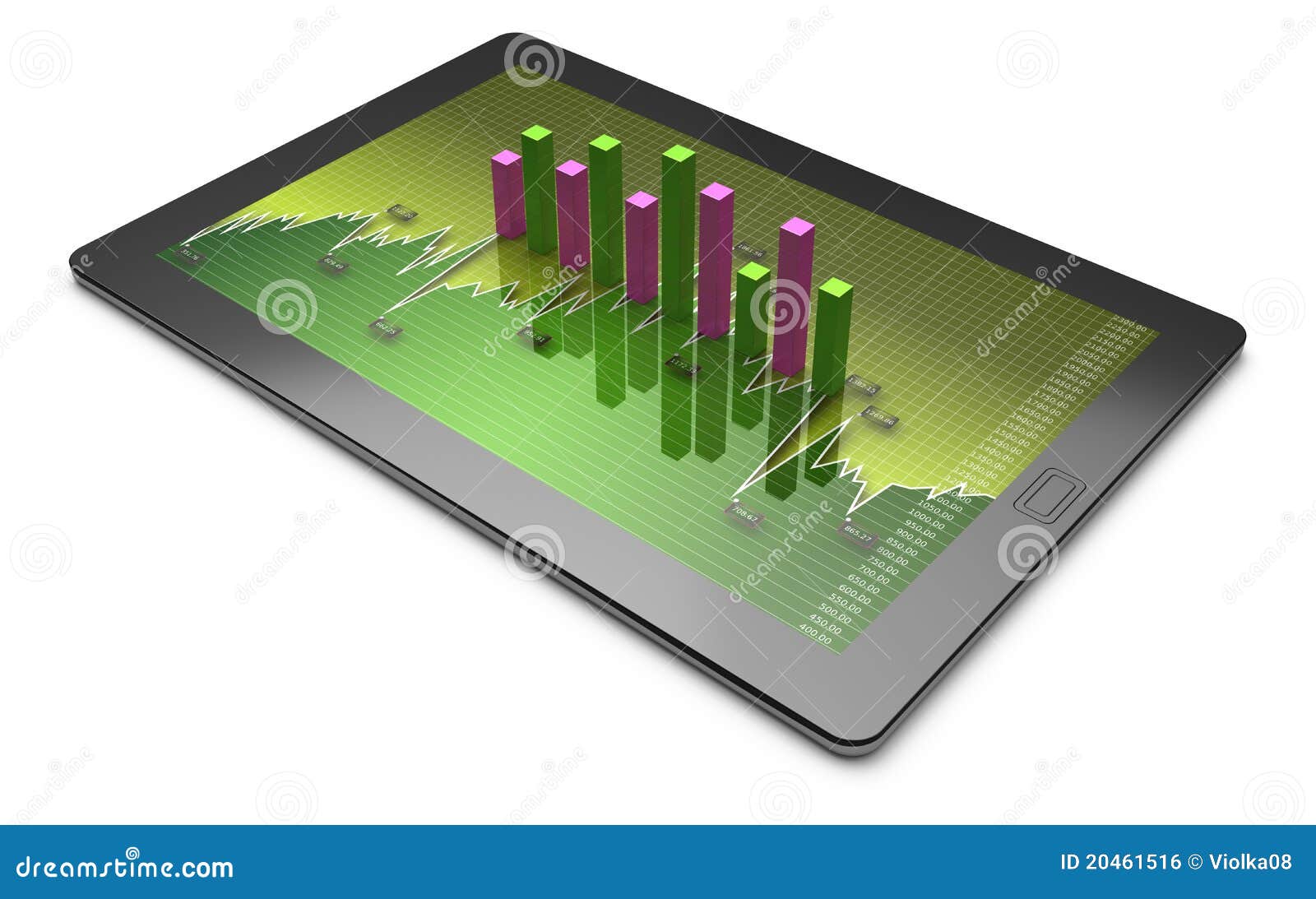 Tablets with a bar graph stock illustration. Illustration of annual ...