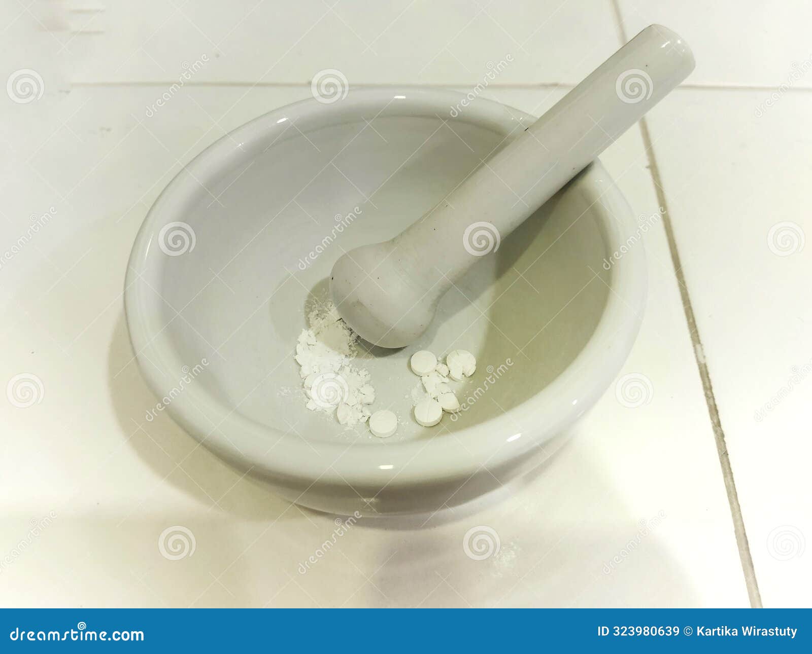 Tablets Being Mix with Mortar and Pestle in Pharmacy Stock Image ...