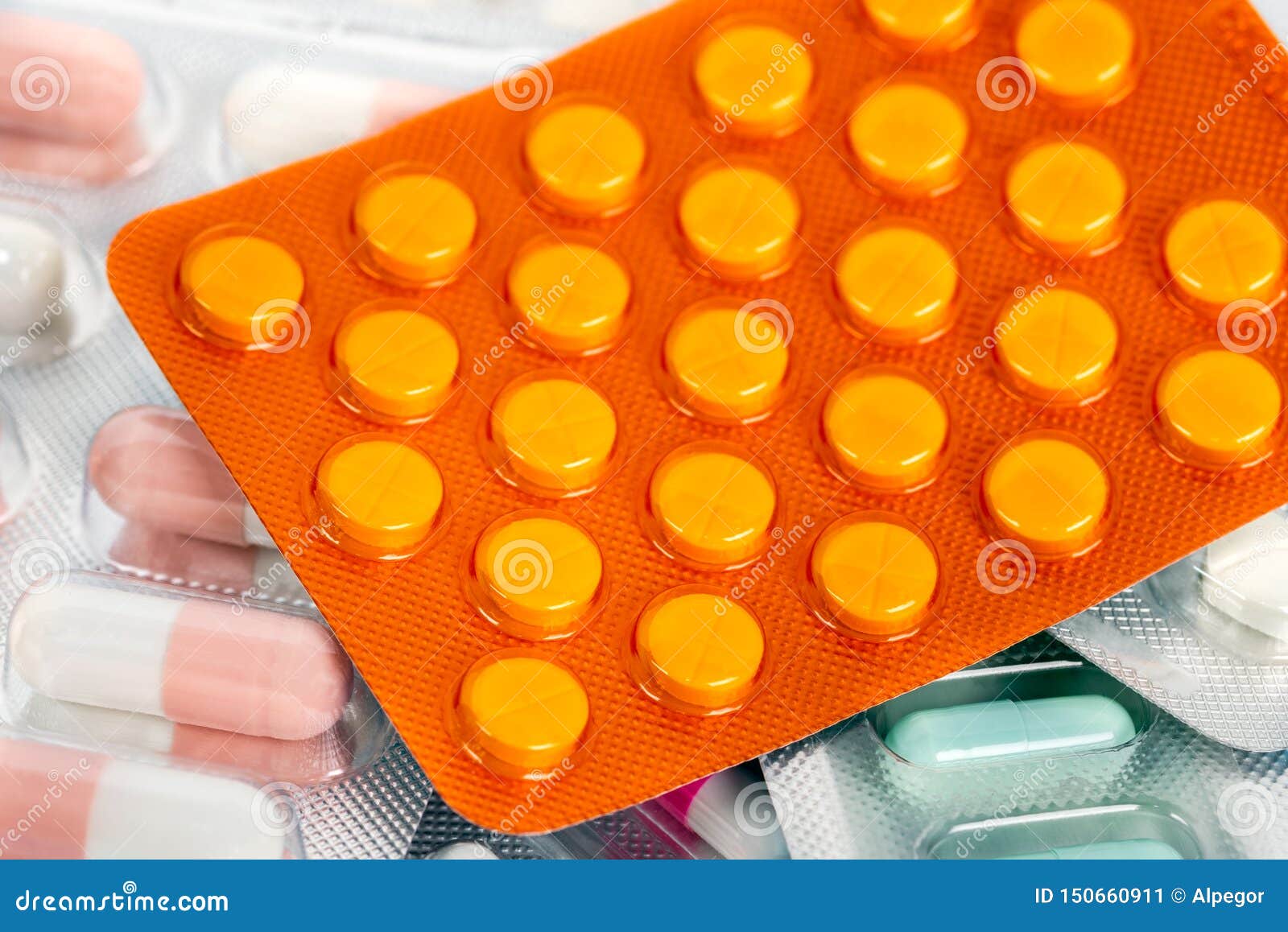 Tablets and Capsules in Blister Packs Stock Image - Image of illness ...