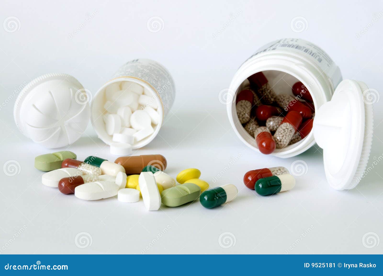 Tablets and Capsules with Two Bottles Stock Image - Image of healthy ...