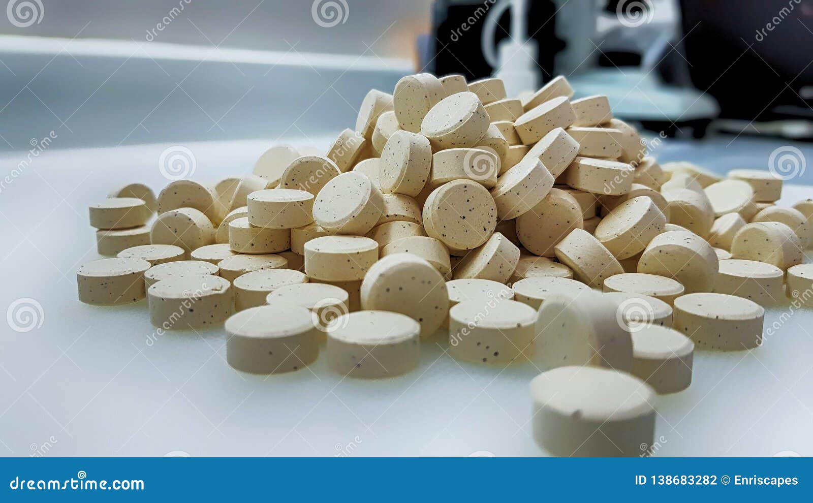 Tablets compounding stock photo. Image of mortar, vitamin - 138683282
