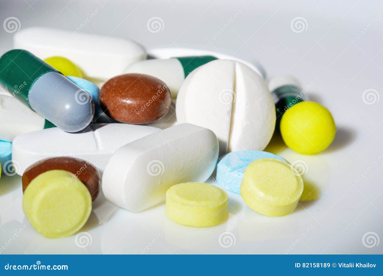 Tablets of Different Shapes, Sizes and Colors, Close-up Stock Image ...