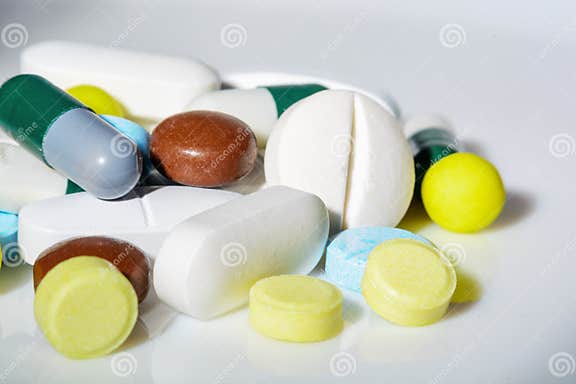 Tablets of Different Shapes, Sizes and Colors, Close-up Stock Image ...
