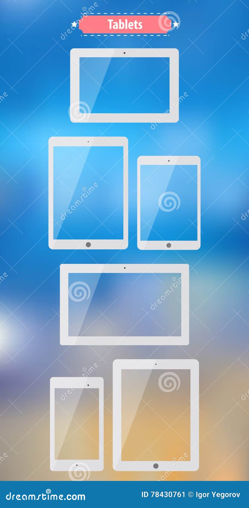 Tablets. Flat Images with Standard Full Sizes. Useful Template for Mock ...
