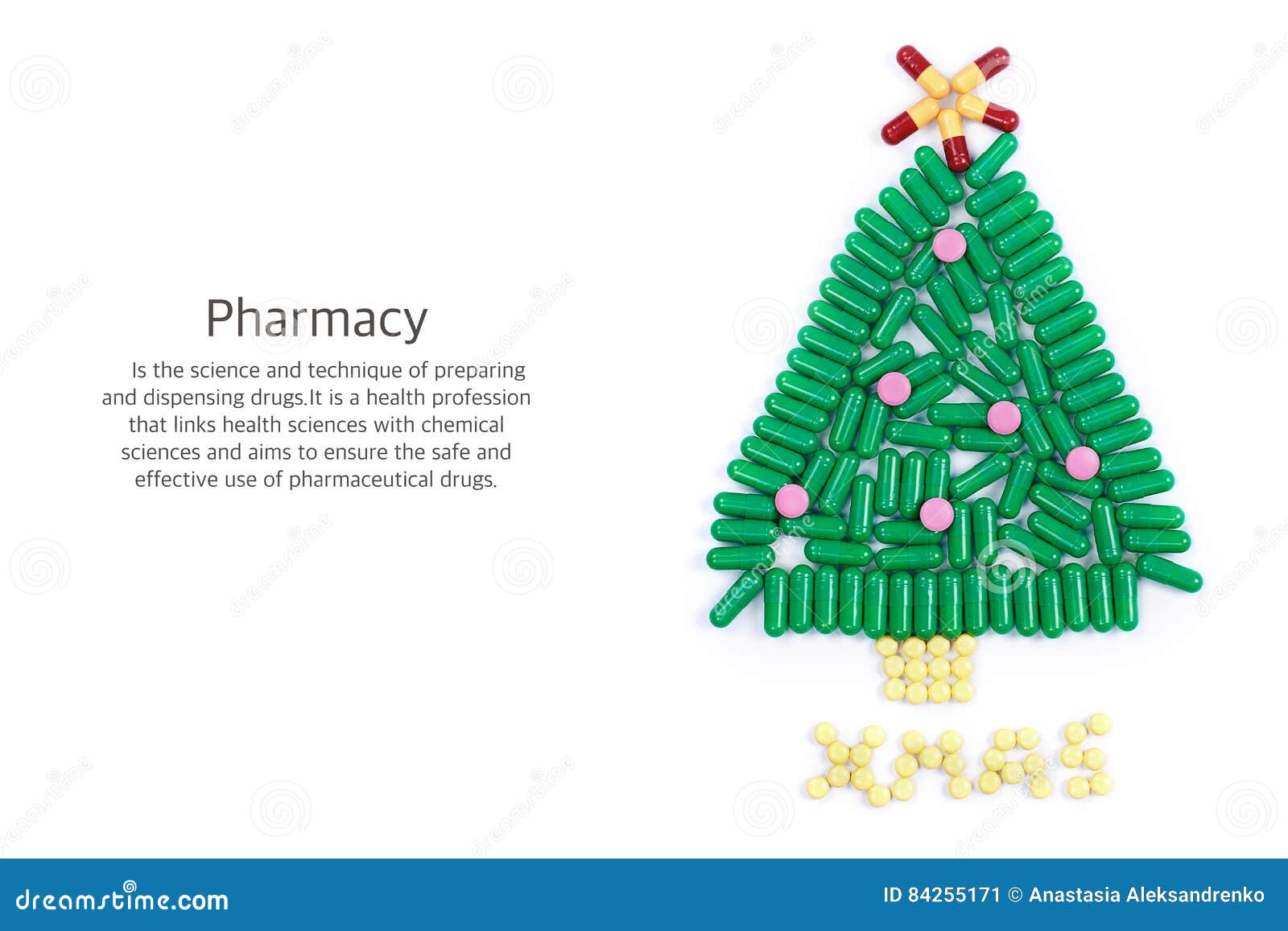 Tablets in Form of Christmas Tree and Words Under it Stock Image ...