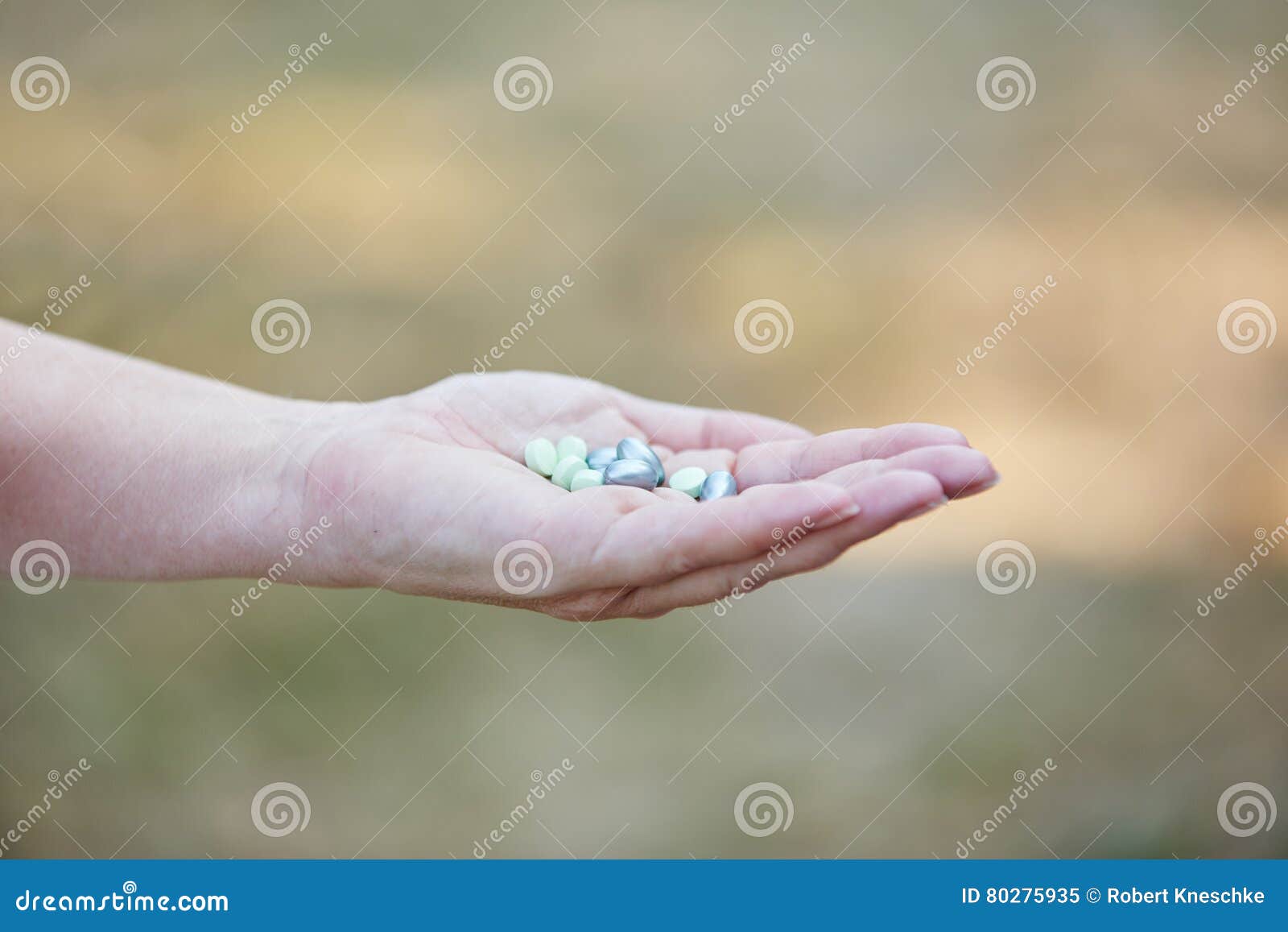 Tablets on a hand stock image. Image of disease, medicine - 80275935