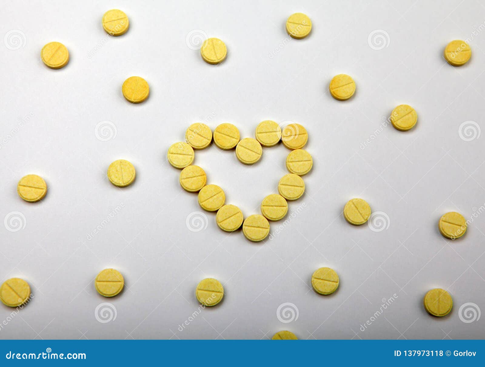 Tablets Heart Symbol White Background Stock Photo - Image of illness ...