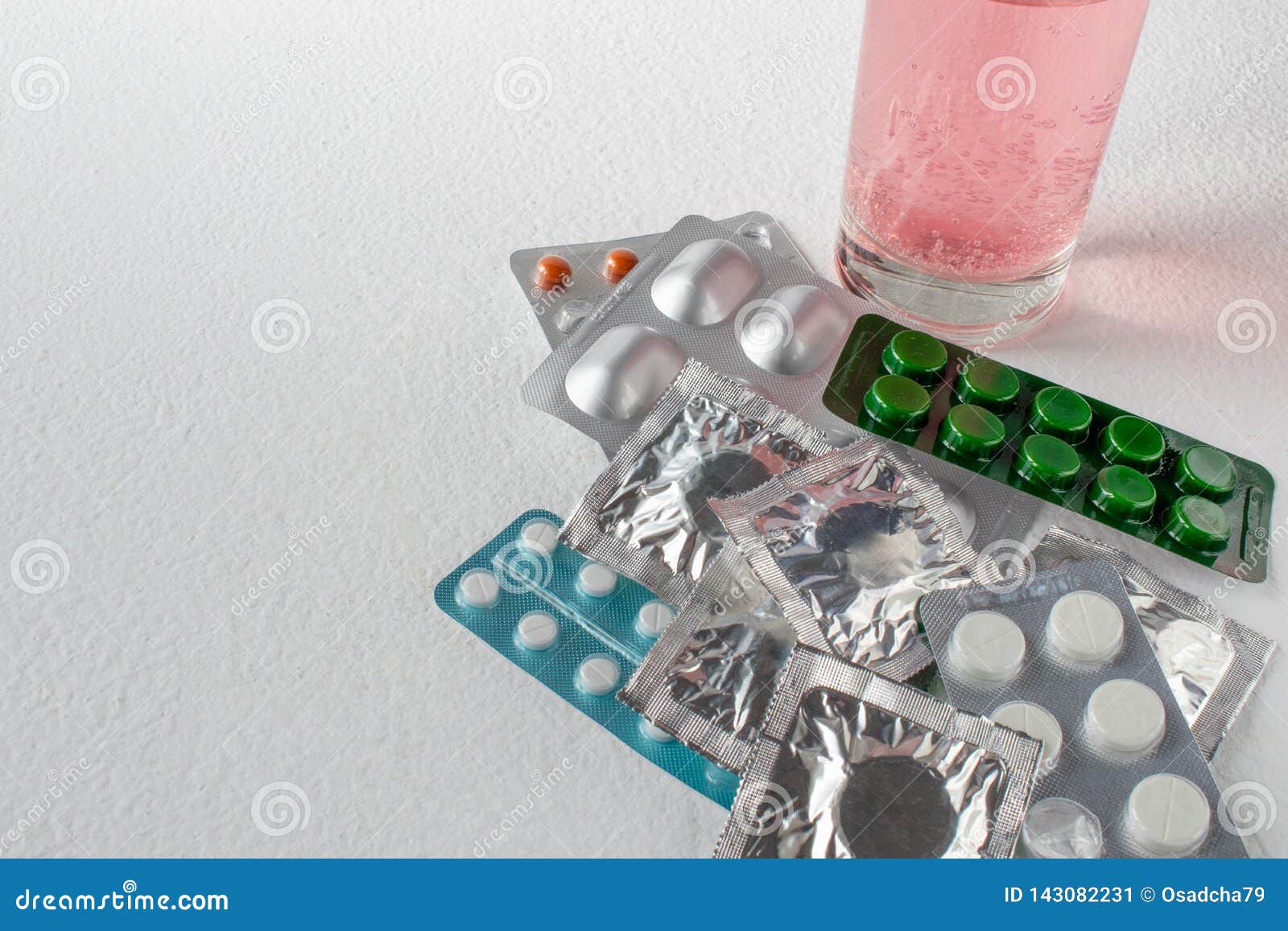 Tablets on a Light Background. Different Types of Pills. Soluble Tablet ...