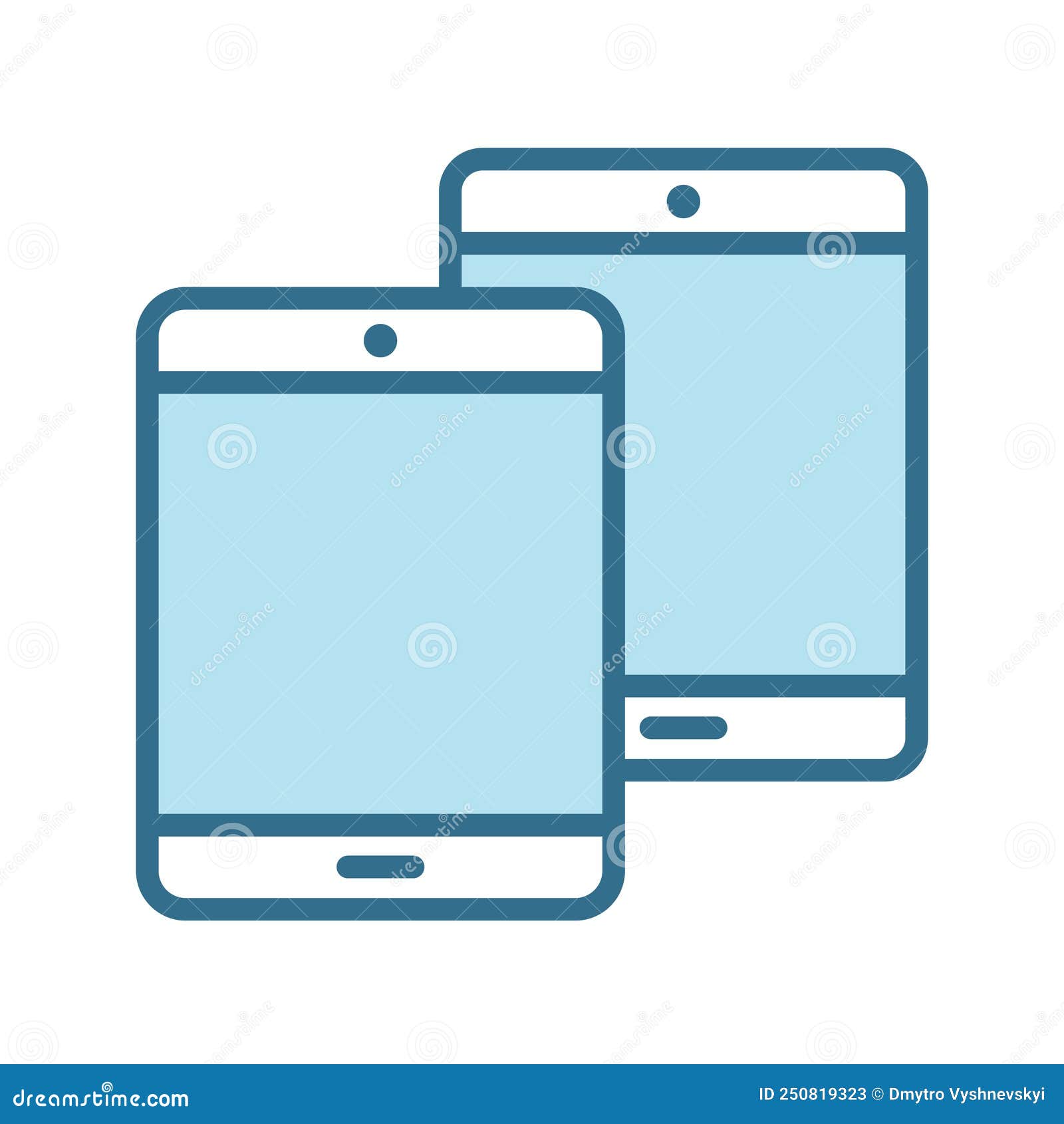 Tablets Lineal Blue Icon Isolated on White. Stock Vector - Illustration ...