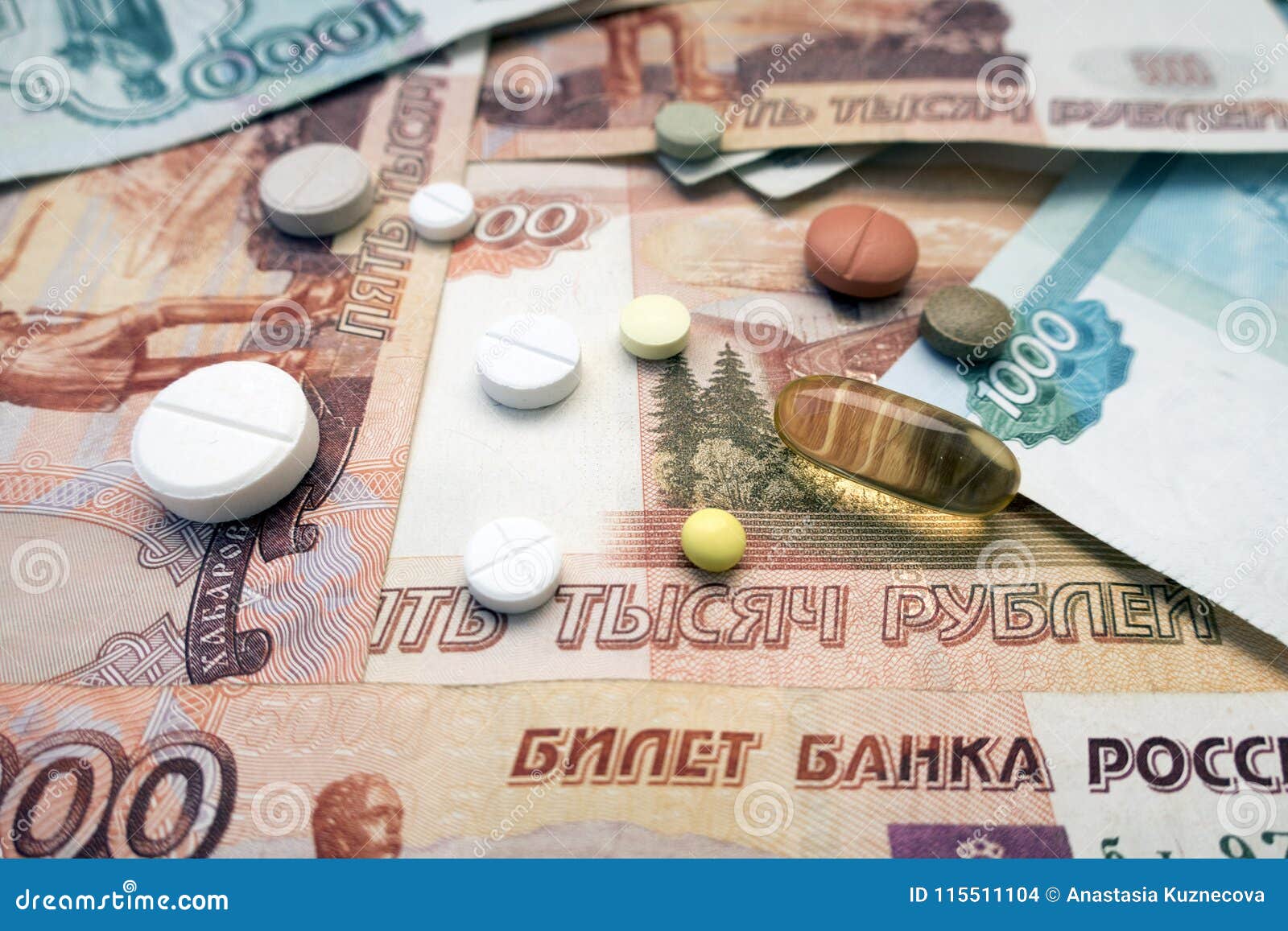 Tablets Located on Russian Rubles Stock Photo - Image of money, texture ...