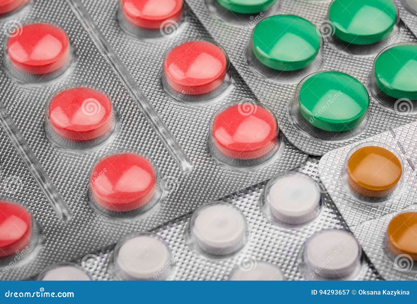 Tablets are Many Red Green, White and Brown Stock Image - Image of ...