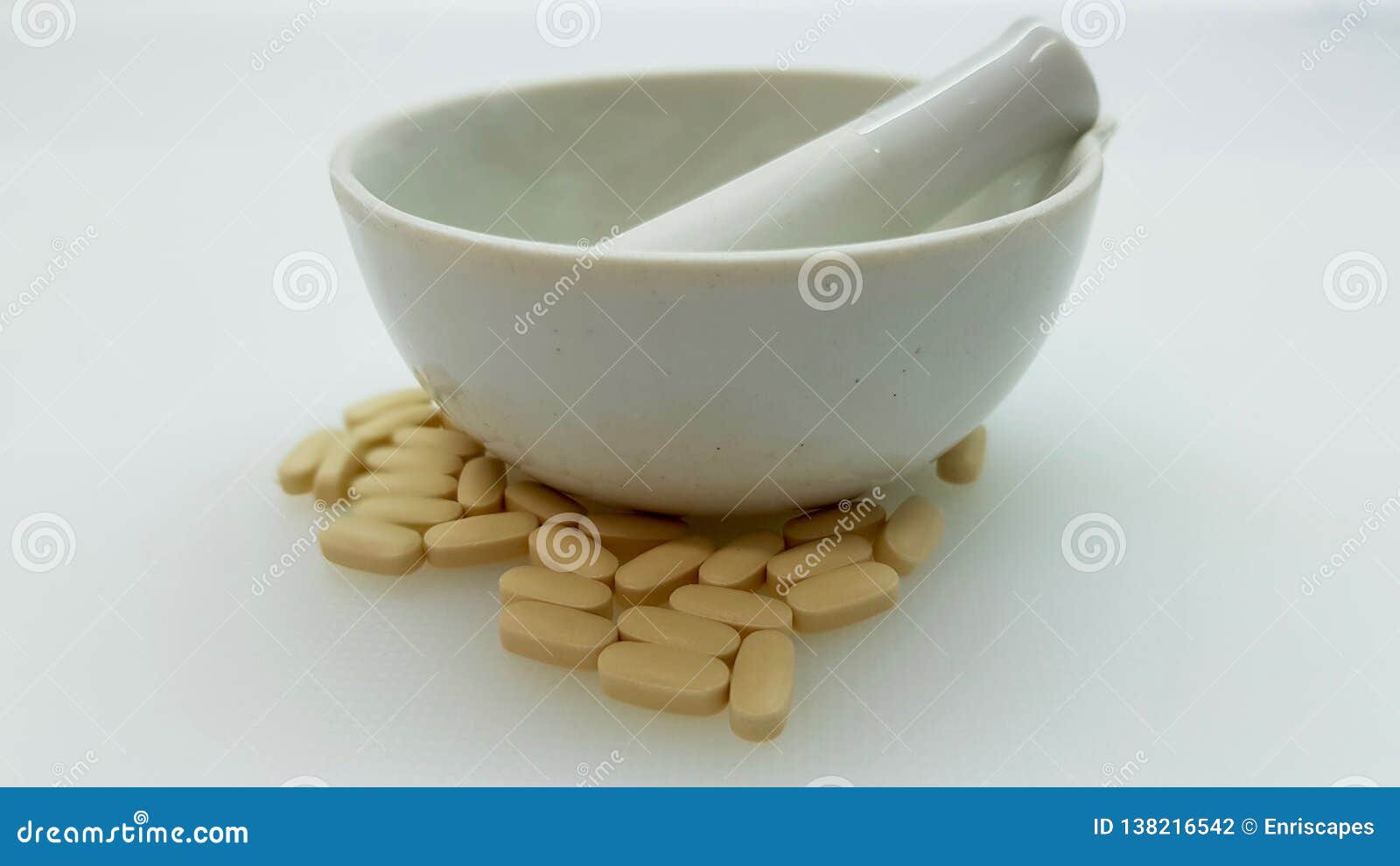 Tablets and mortar stock photo. Image of healthy, medical - 138216542