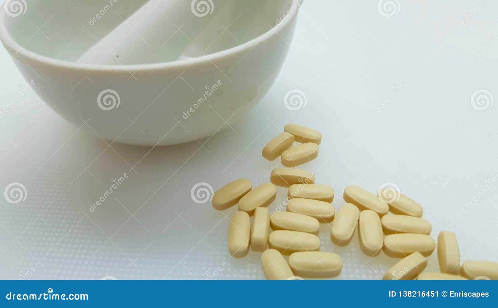 Tablets and mortar stock image. Image of healthy, health - 138216451