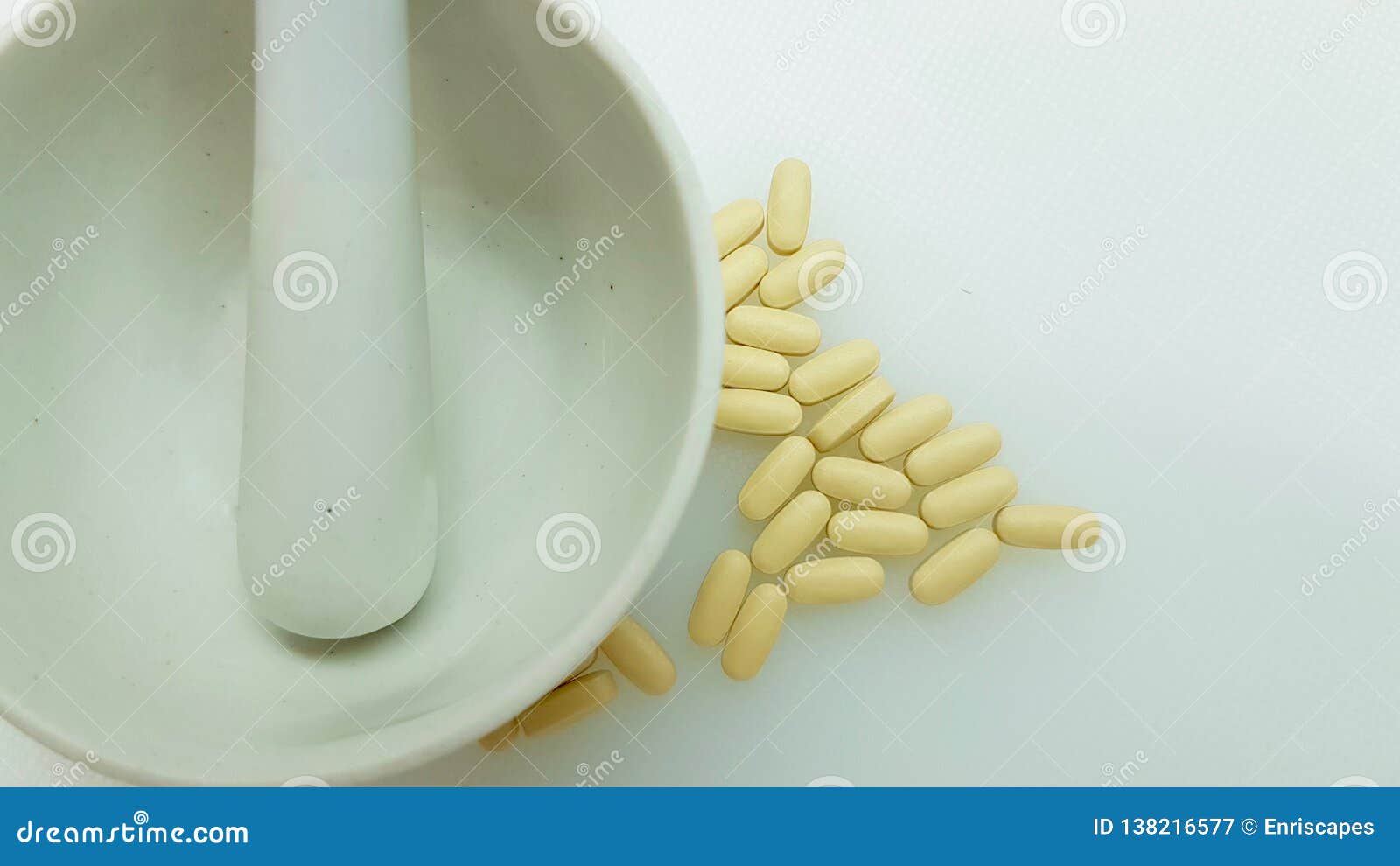 Tablets and mortar stock image. Image of healthy, pharmaceutical ...