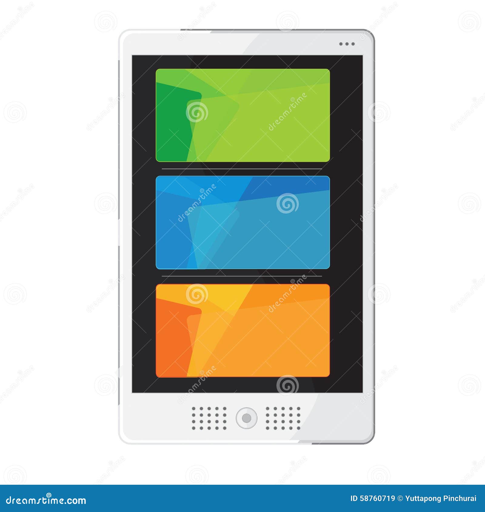 Tablets in New Style Colour Orange Green Blue Set Vector Stock Vector ...