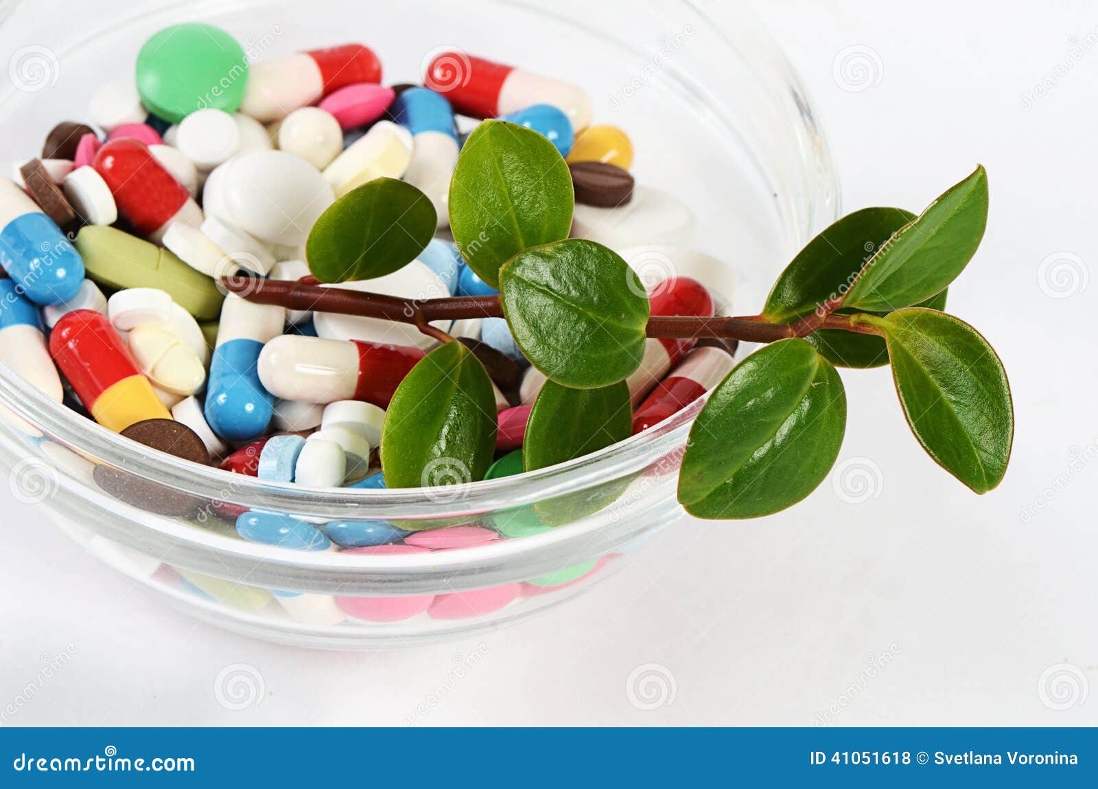 Tablets and Pills with a Plant Stock Photo - Image of painkiller ...
