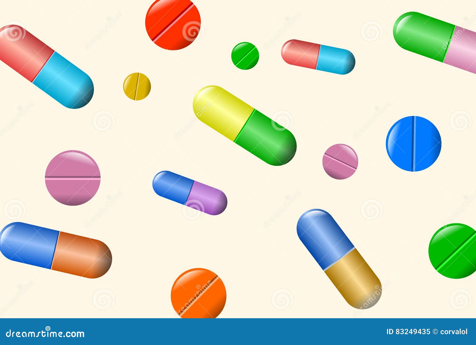 Tablets and Pills Vector Set on Beige Background. Stock Vector ...