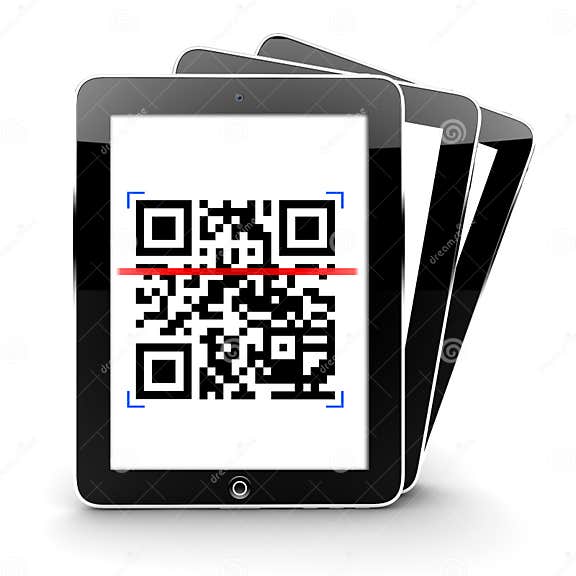Tablets scanning a code stock illustration. Illustration of holding ...