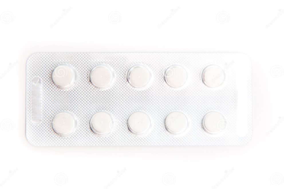 Tablets in a Silver Package on a White Background. the View from the ...