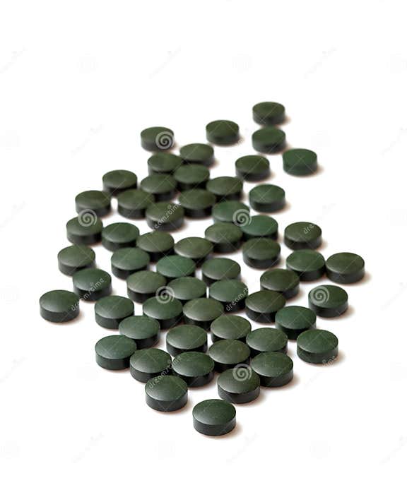 Tablets Spirulliny Isolation Stock Image - Image of chlorella, mineral ...
