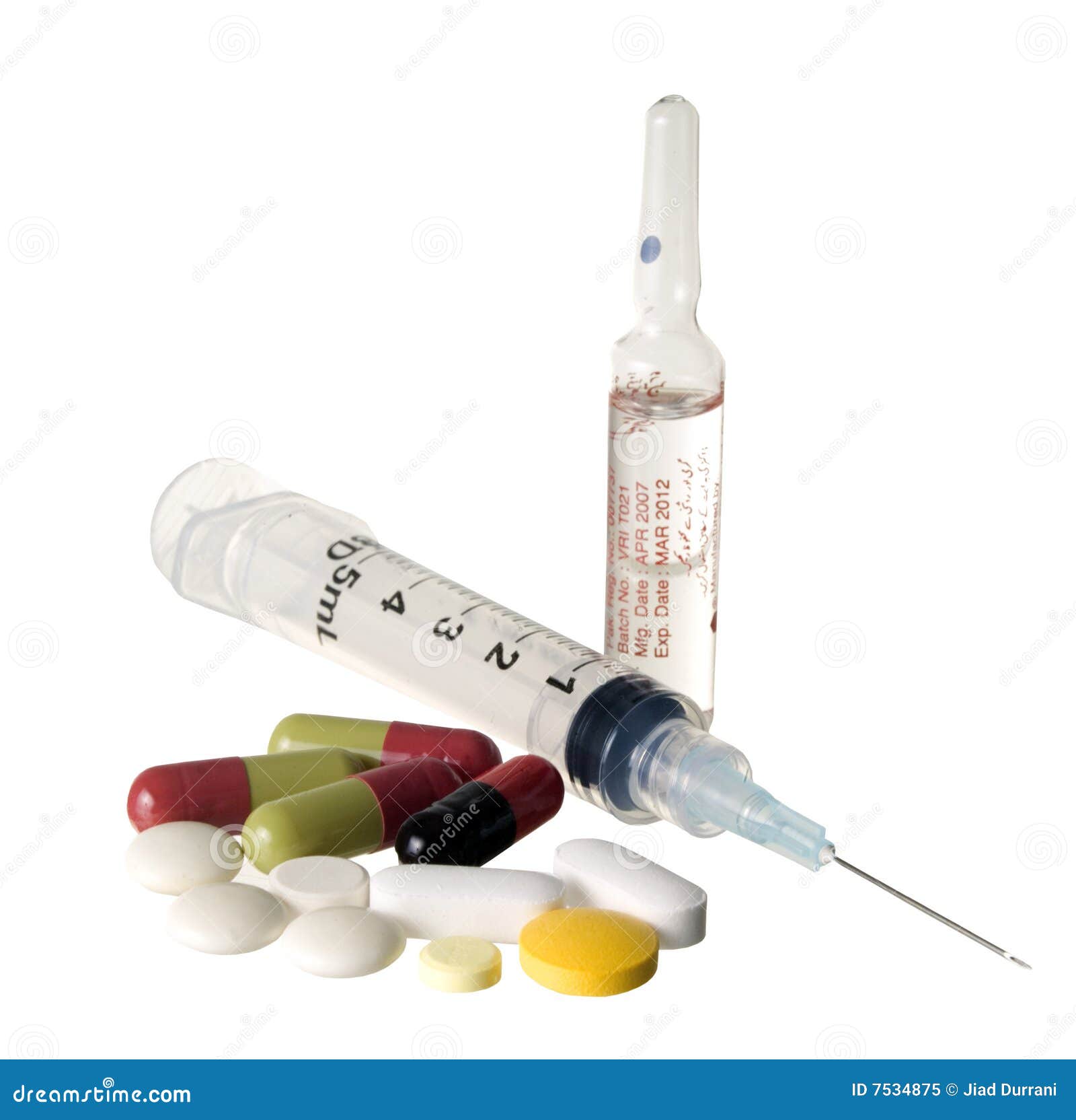 Tablets & syringe stock image. Image of medicine, pharmacist - 7534875