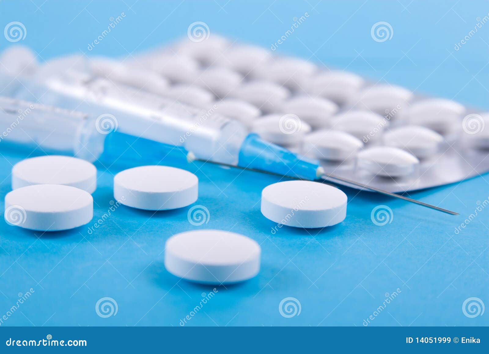 Tablets and syringes stock image. Image of drug, background - 14051999