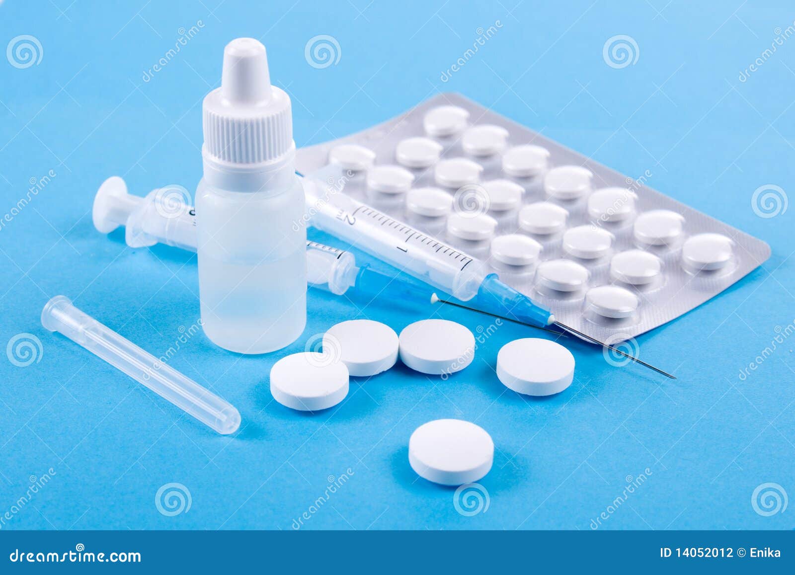 Tablets and syringes stock photo. Image of background - 14052012