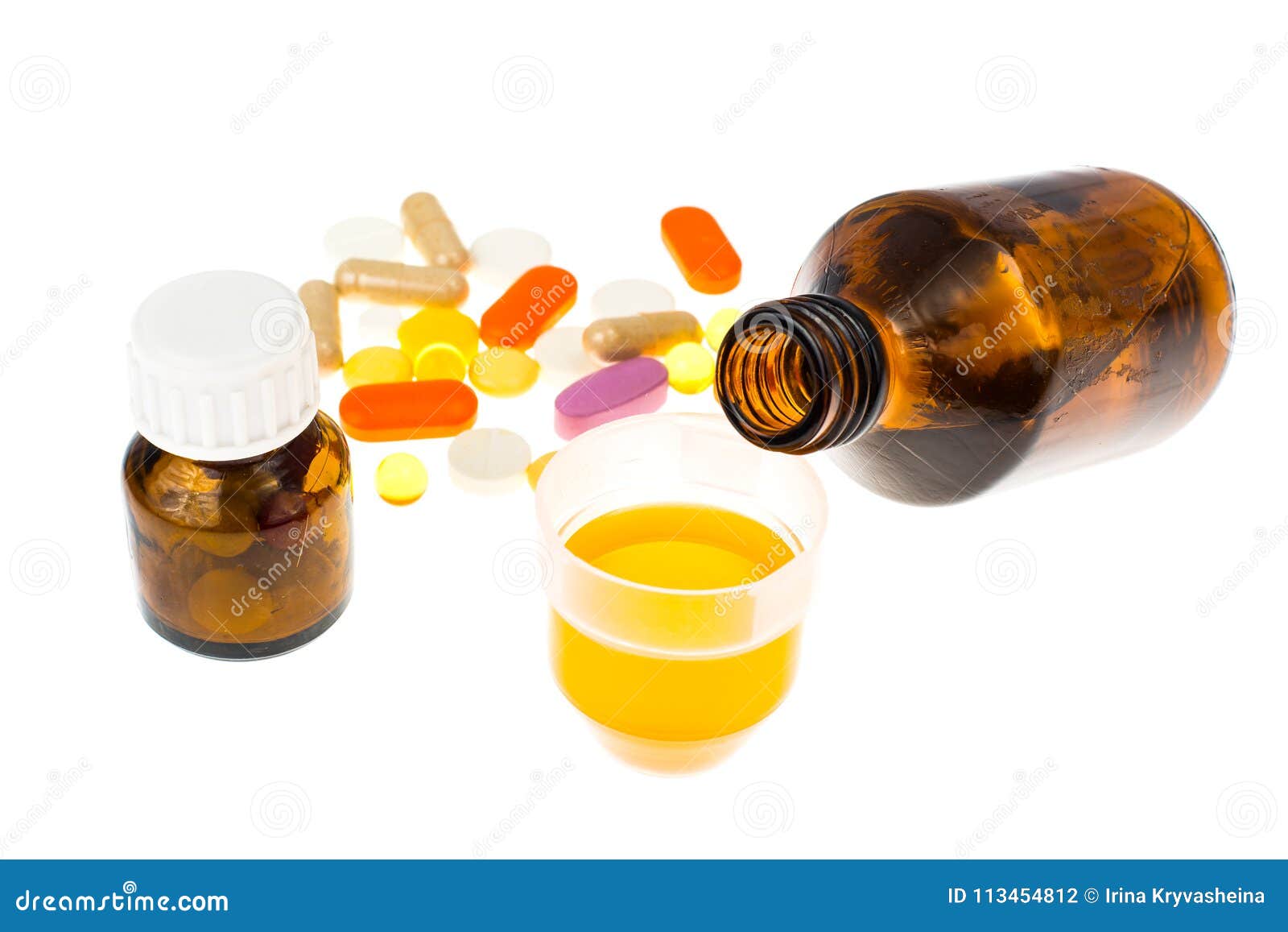 Tablets and Syrups Forms of Medication Stock Photo - Image of gelatin ...