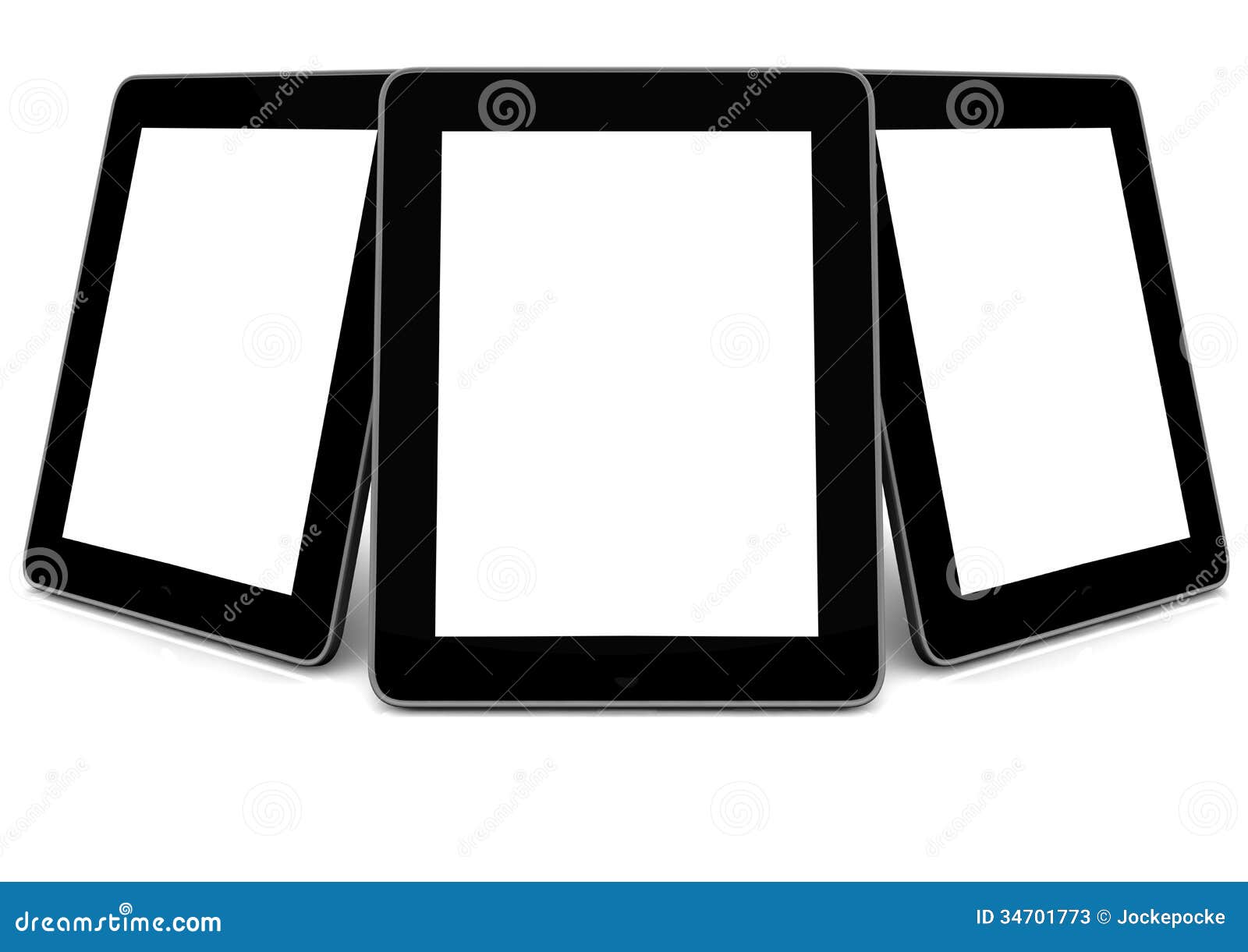 Set Of Tablets With Blank Screen And With Some Information On A Display ...