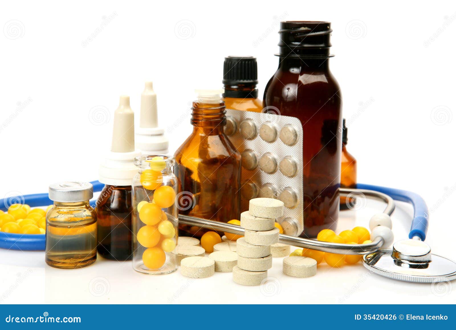 Tablets for Treatment of Illness Stock Photo - Image of bottle ...