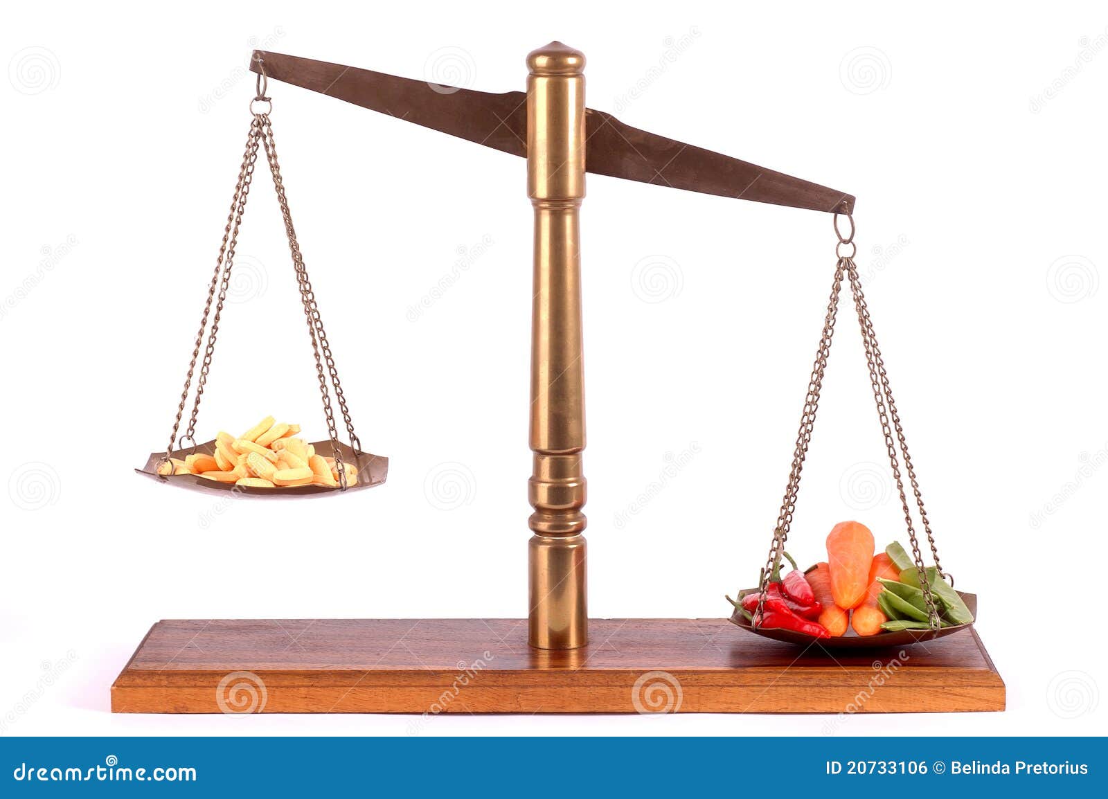 Tablets and Vegetables on a Scale Stock Photo - Image of isolated ...