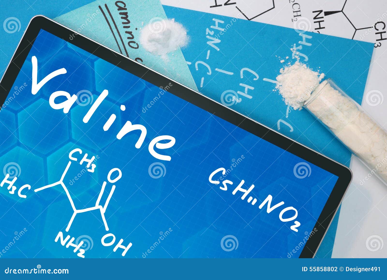 Tablette Avec La Formule Chimique De La Valine Photo stock - Image du ...