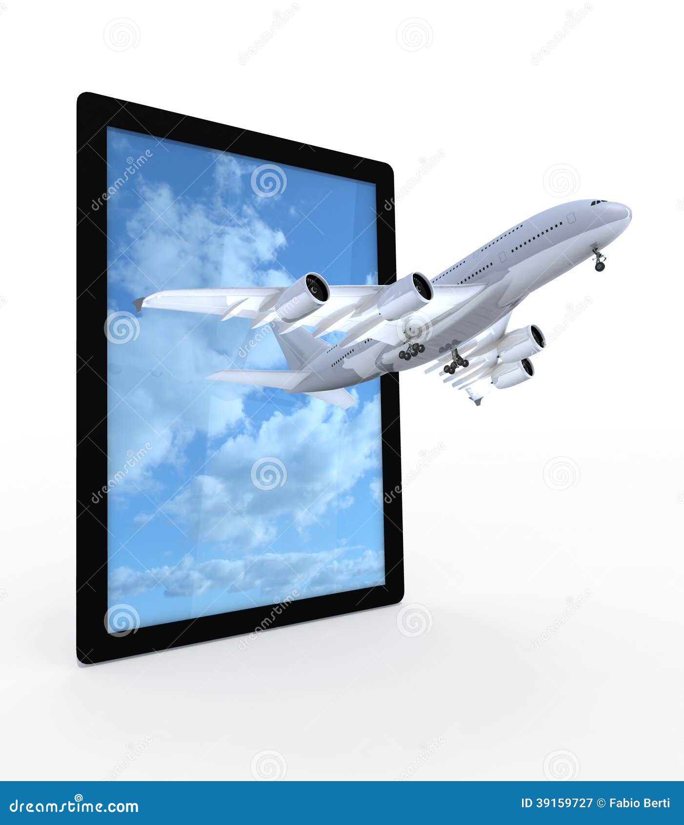 Tablette et avion illustration stock. Illustration du bleu - 39159727