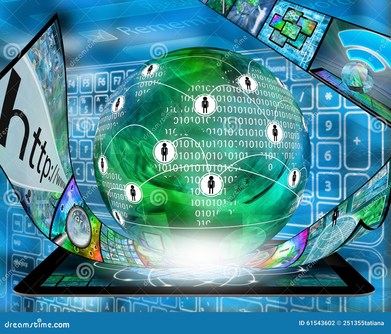 Tablette et monde illustration stock. Illustration du avenir - 61543602