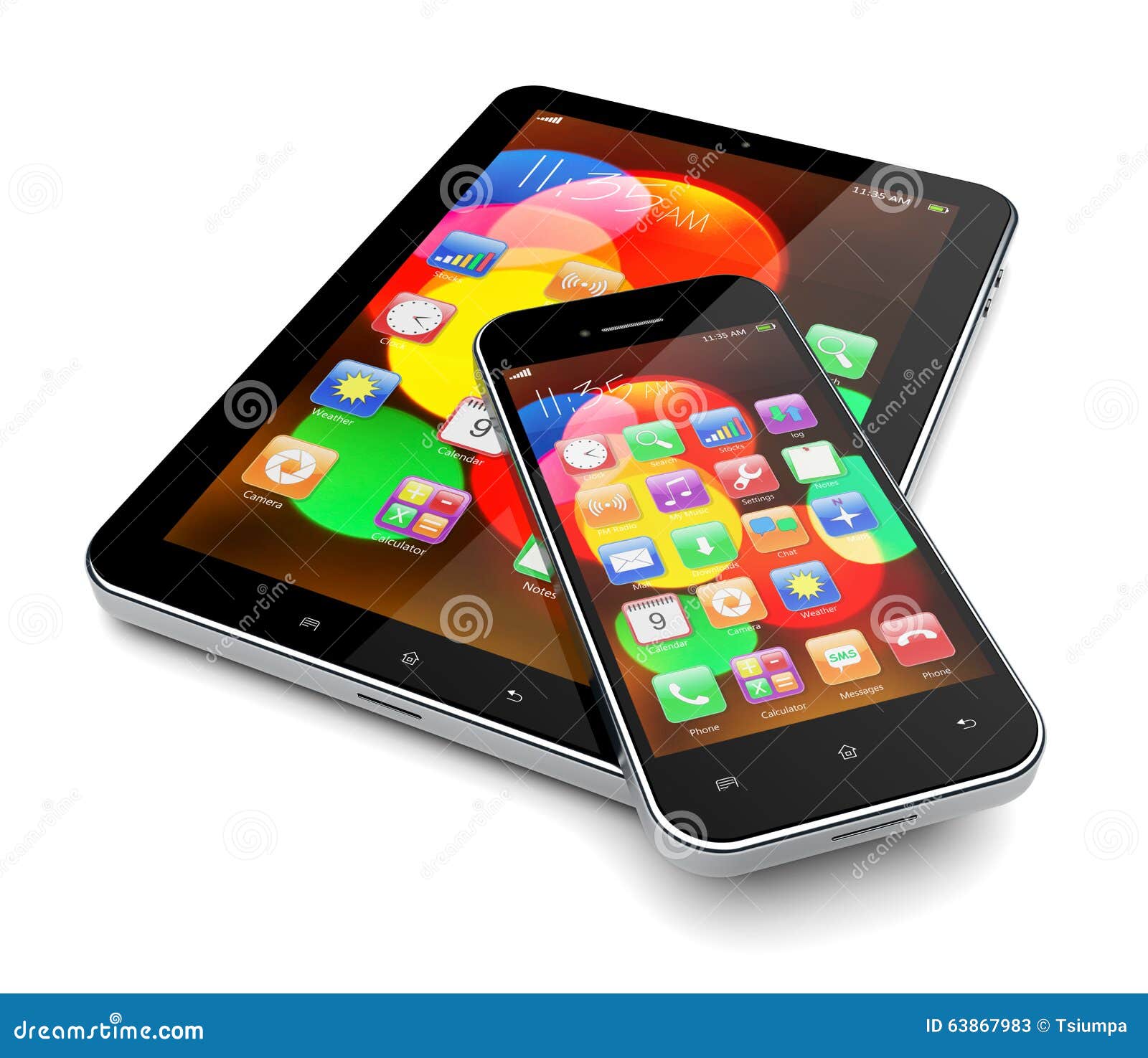 Tablette-PC mit Handy stock abbildung. Illustration von ausrüstung ...