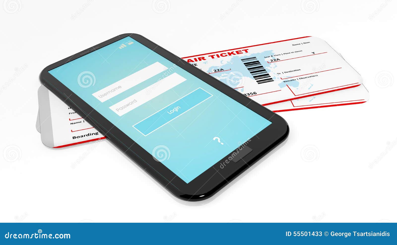 Tablette/smartphone Et Deux Billets D'avion Illustration Stock ...