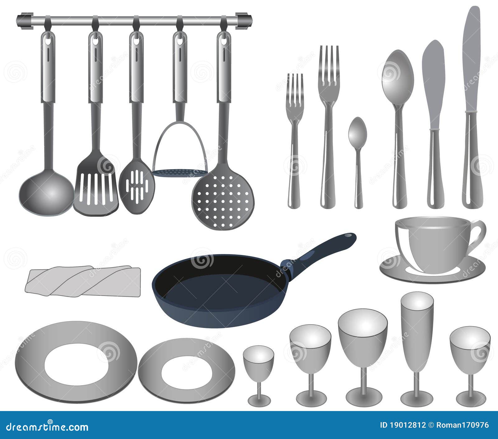 Tableware stock vector. Illustration of spoon, equipment - 19012812