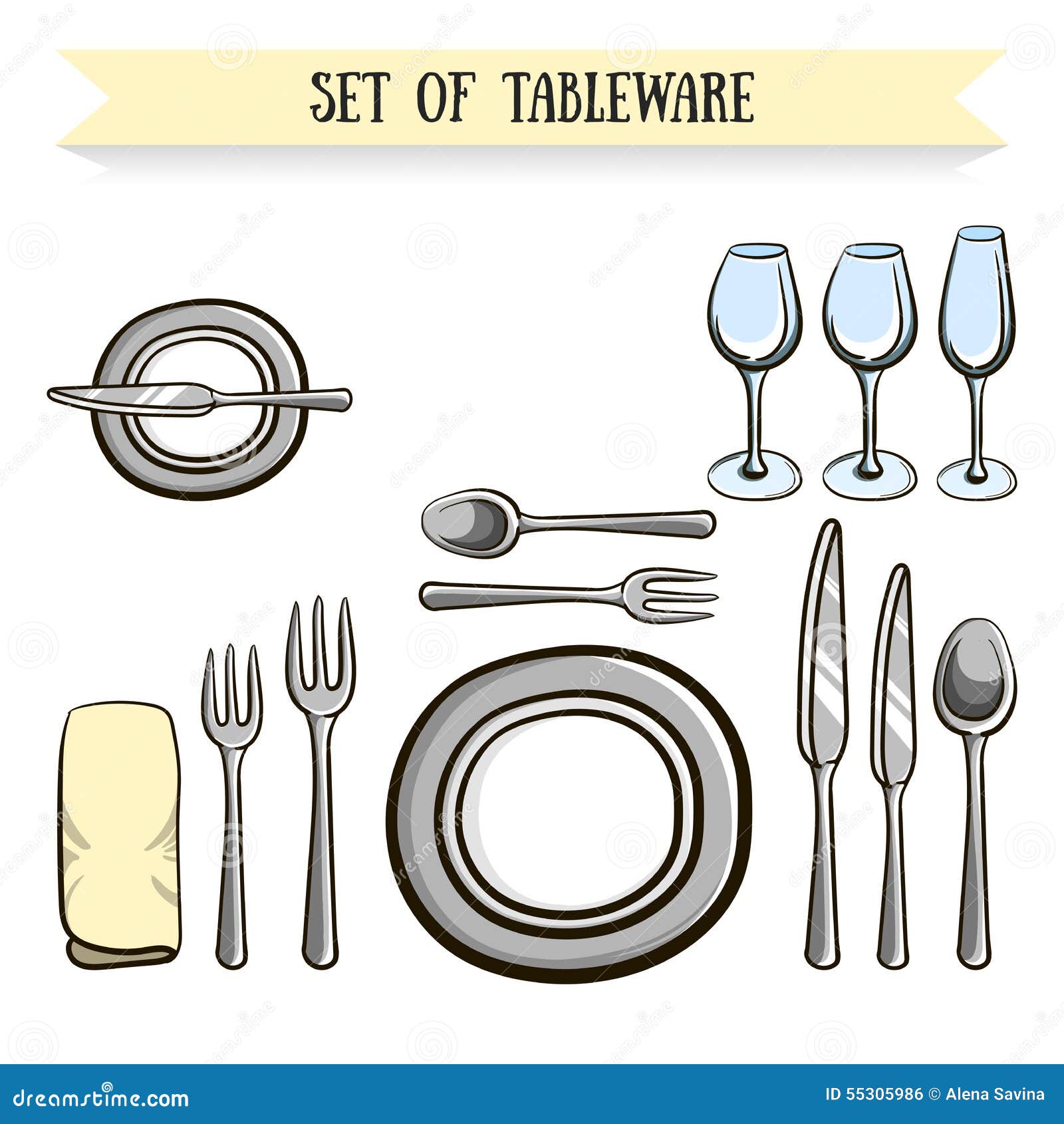 Tableware ilustración del vector. Ilustración de etiqueta - 55305986