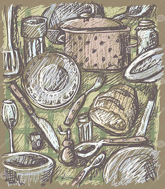 Tableware artwork stock vector. Illustration of shaker - 11341641