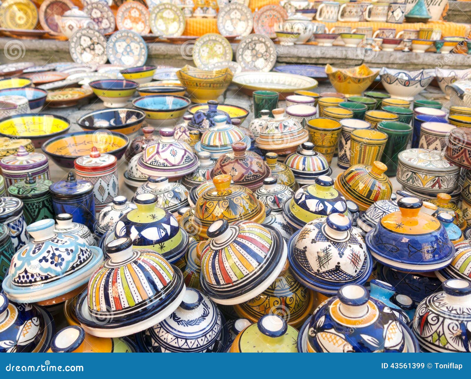 Tableware Colored of Morocco. Stock Image - Image of product ...