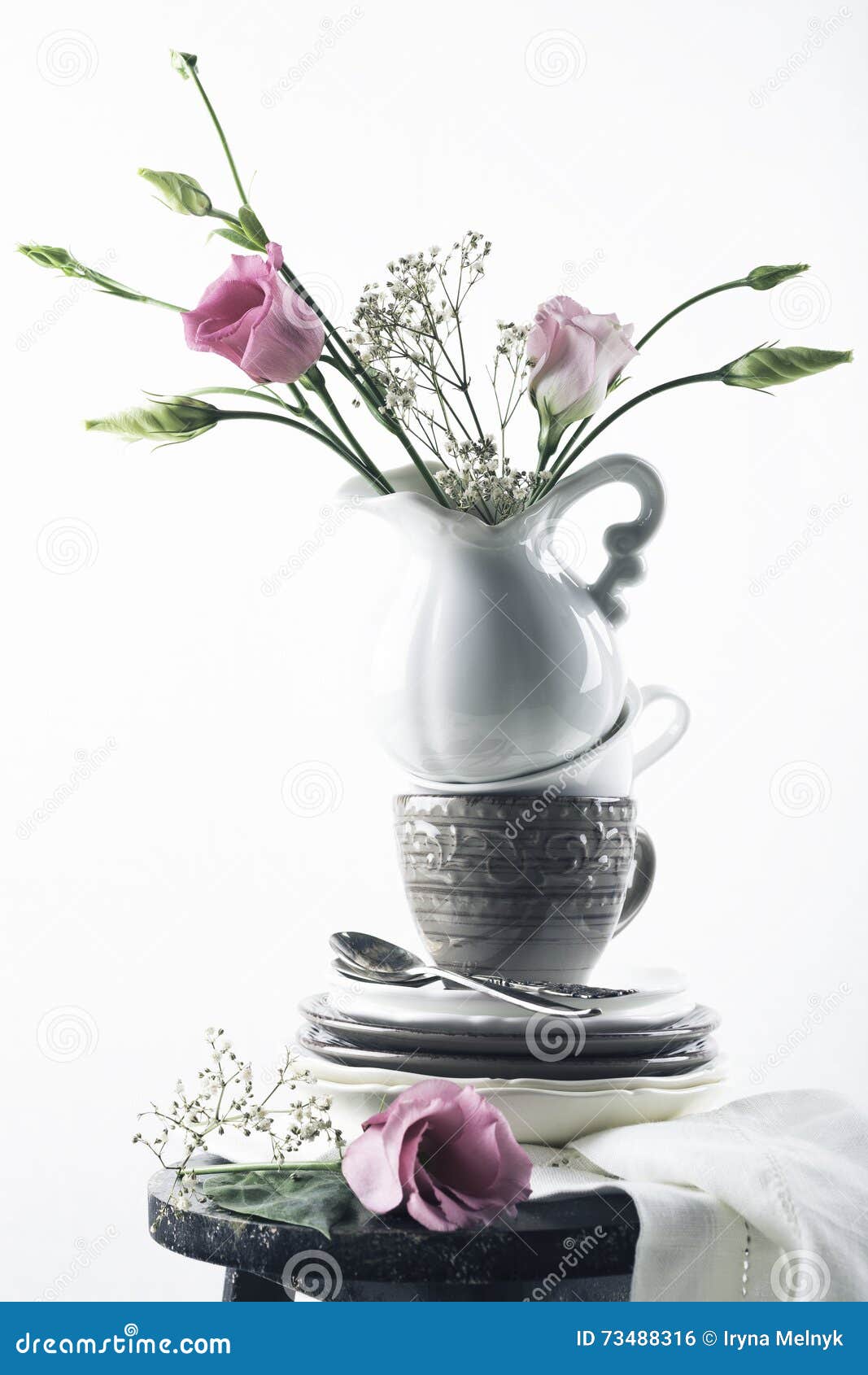 Tableware with flowers stock photo. Image of party, porcelain - 73488316