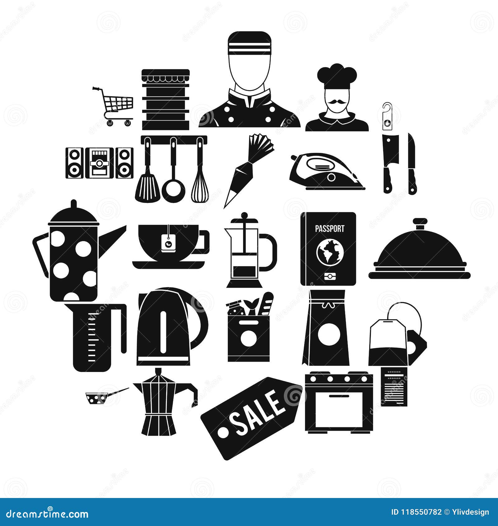 Tableware Icons Set, Simple Style Stock Vector - Illustration of ...