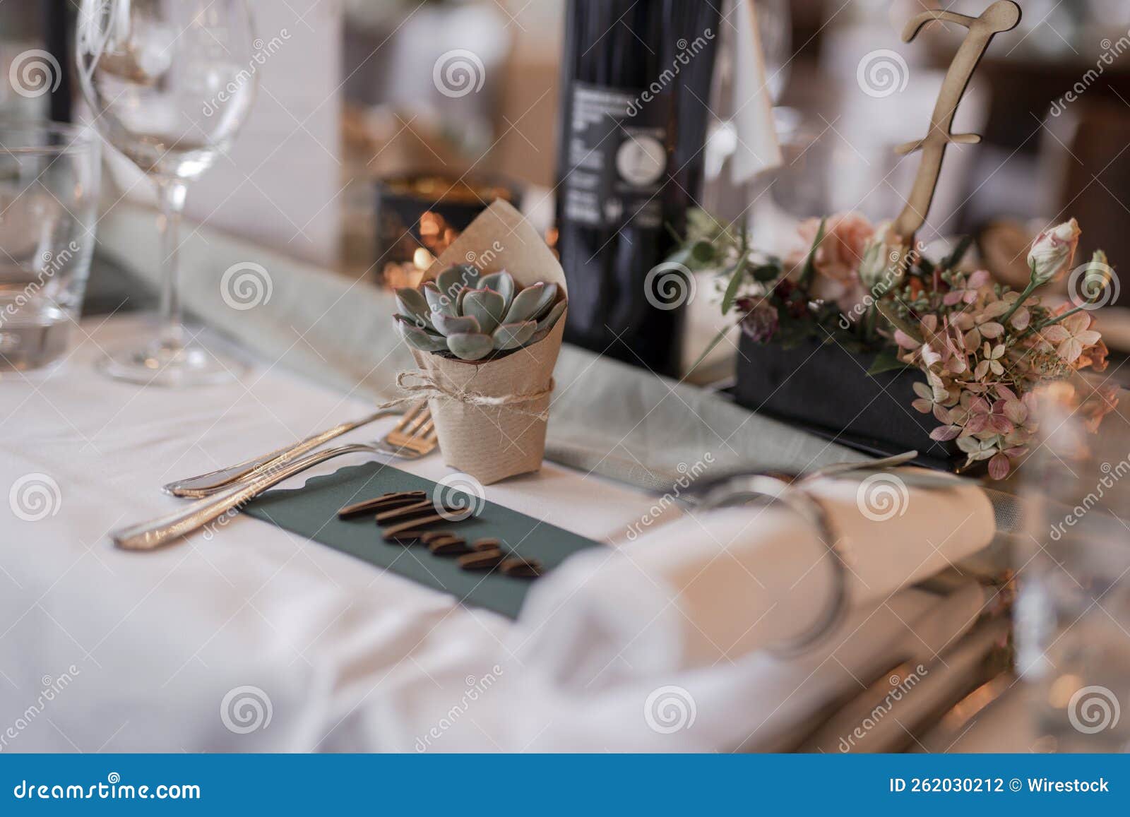 Tableware, Nameplate with a Guest Name, and Rustic Style Decoration on ...