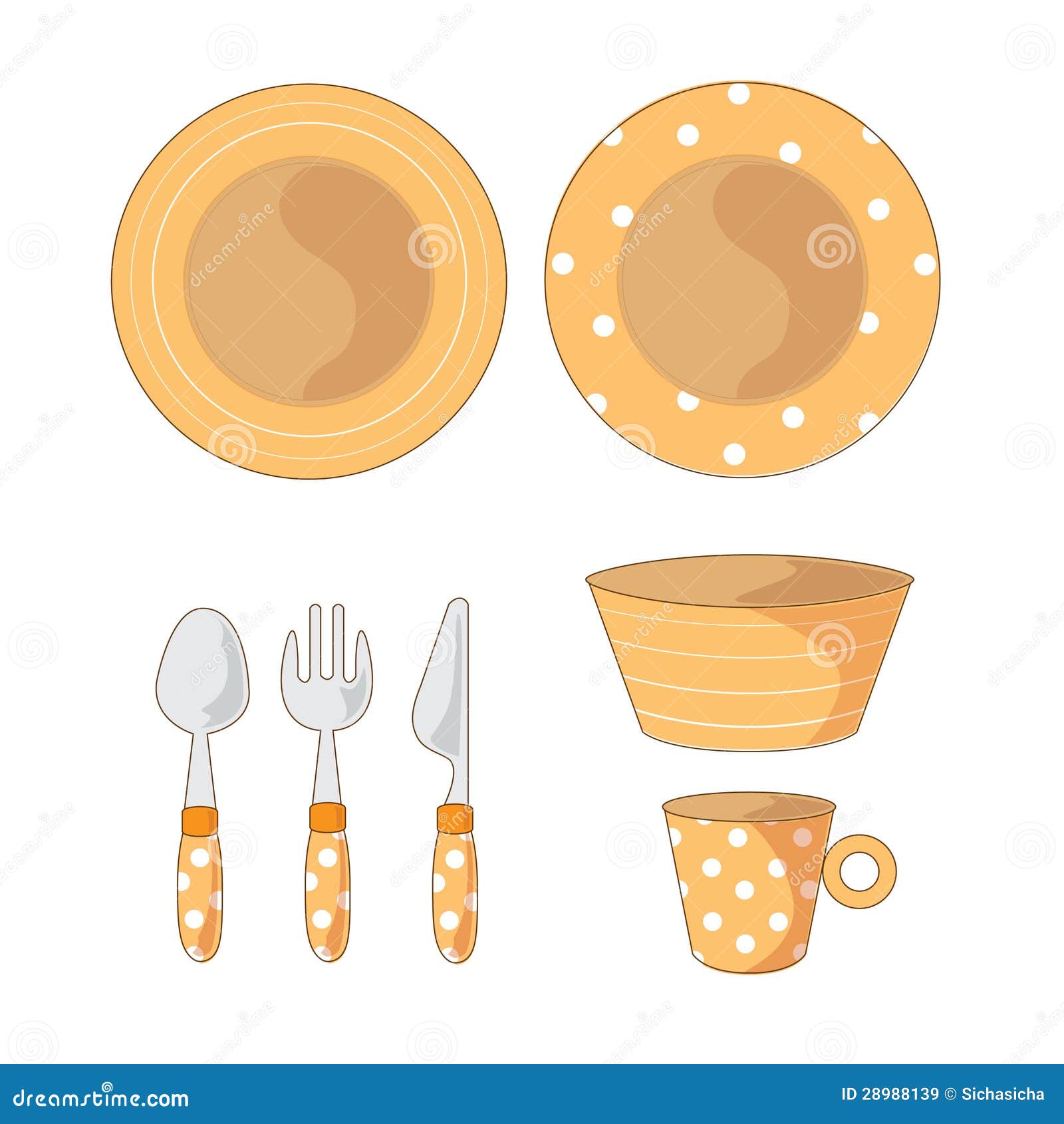 Tableware Objects Cartoon Illustration Stock Vector - Illustration of ...