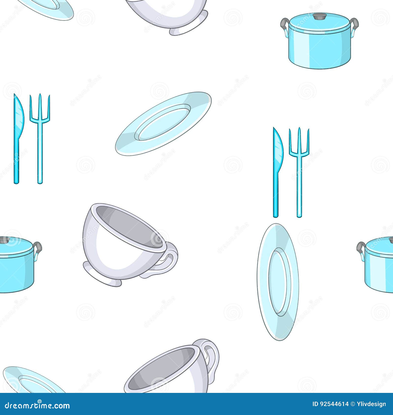 Tableware Pattern, Cartoon Style Stock Vector - Illustration of cover ...