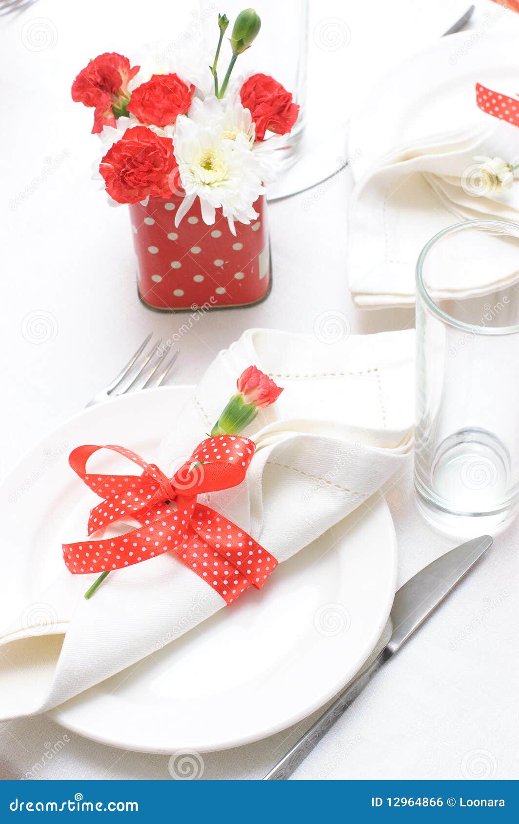 Tableware in Red and White Colors Stock Photo - Image of flowers ...