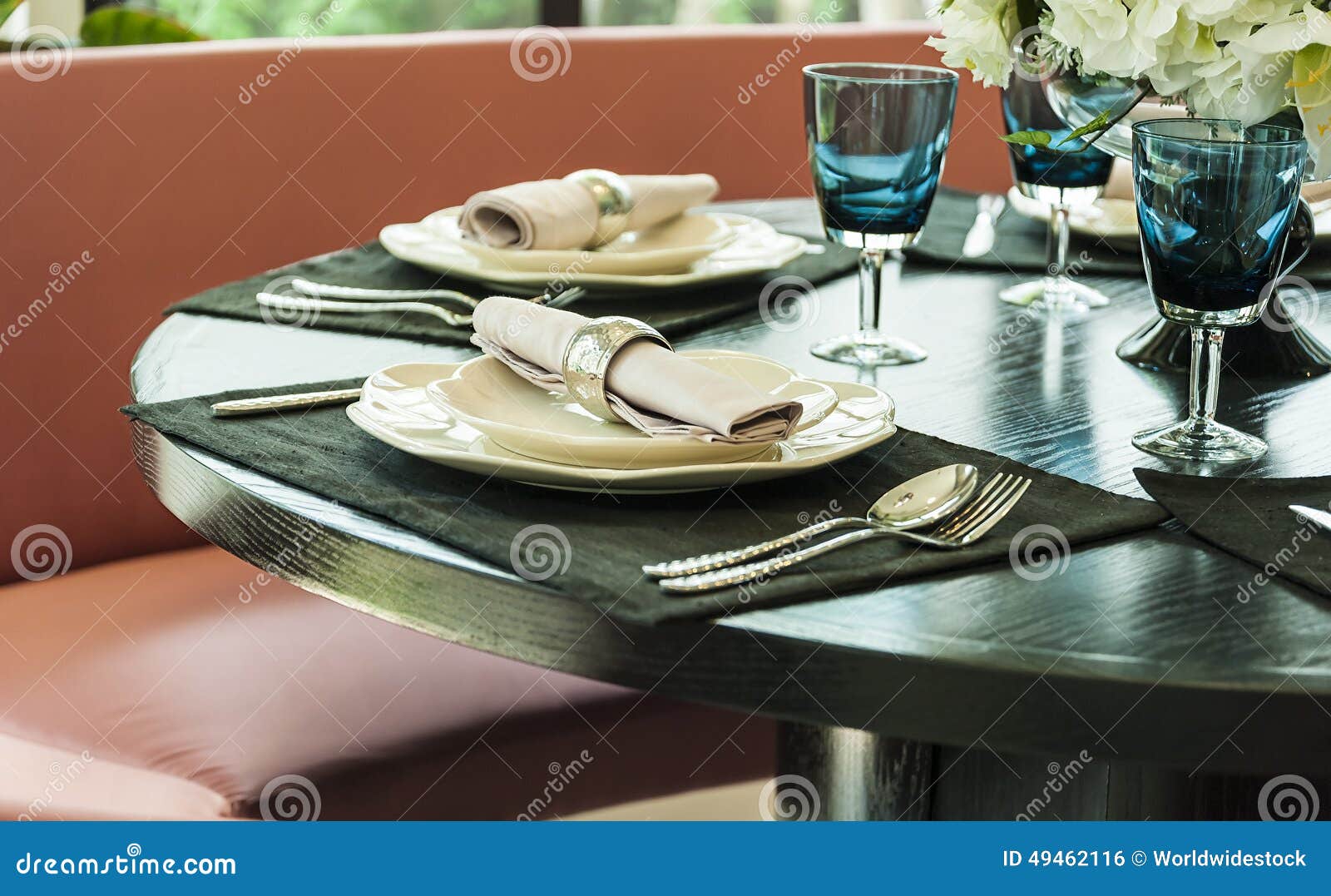 Tableware on the table stock photo. Image of crystal - 49462116